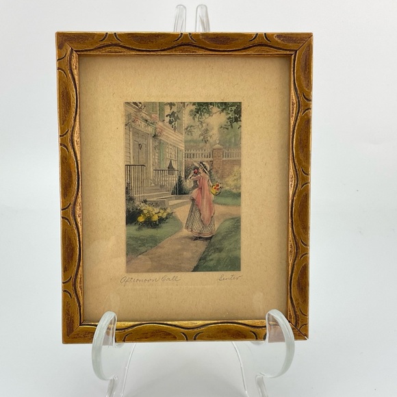 Senter | Wall Decor | Vintage Lithograph Print An Afternoon Call Signed ...
